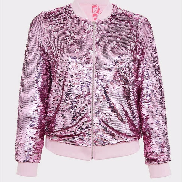 torrid | Jackets & Coats | X 2x 3x Torrid Pink Sequin Barbie Bomber ...
